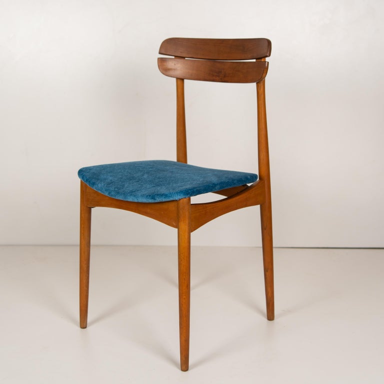 Vintage scandinavian Chairs, Velvet and wood 1950s For Sale at 1stDibs