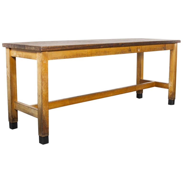1950s School Laboratory Rectangular Dining Table, Solid Iroko Top at ...
