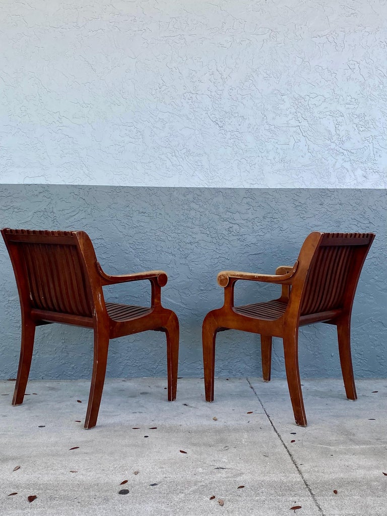 1950s Sculptural Curved Slatted Bentwood Scroll Armchairs, Set of 2 For ...
