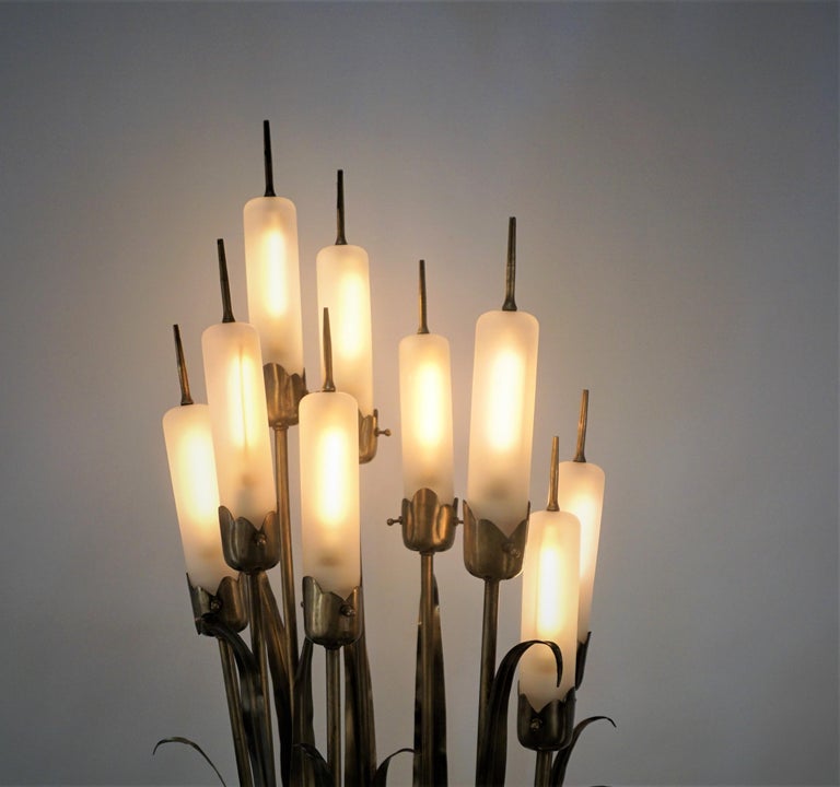 1950's Sculpture Bronze Cattail / Bulrush Table Lamp at 1stDibs