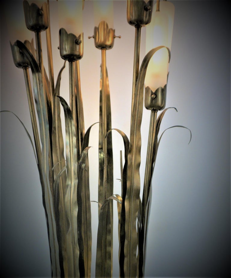 1950's Sculpture Bronze Cattail / Bulrush Table Lamp at 1stDibs