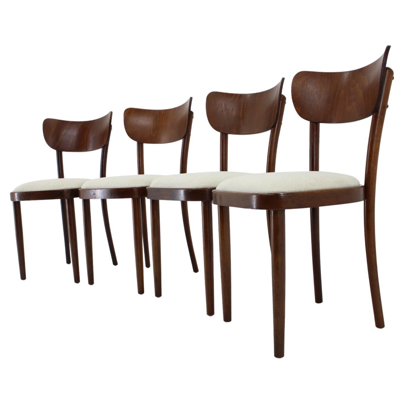 1950s Set of 4 Beech Dining Chairs, Czechoslovakia at 1stDibs