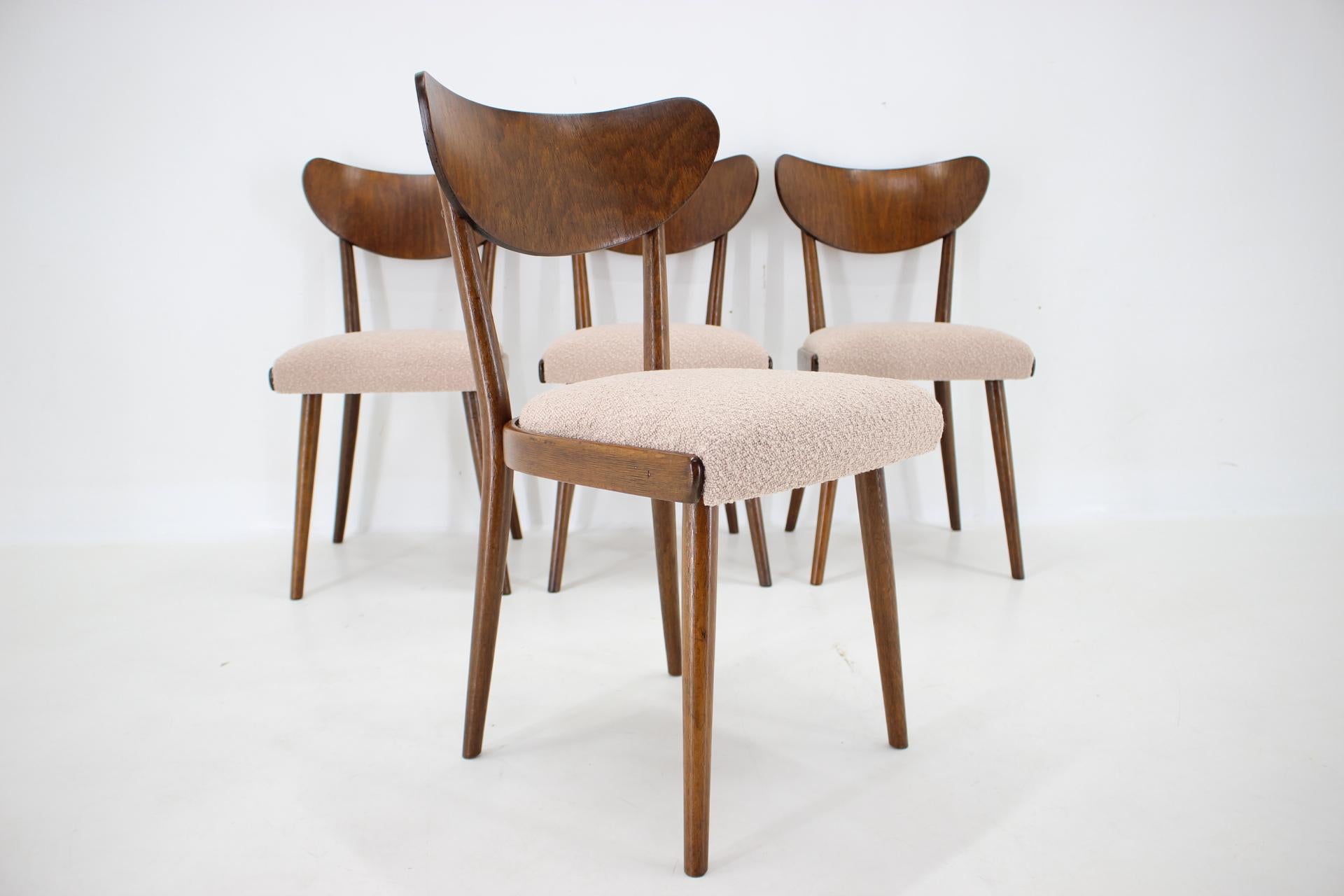 1950s Set of Four Restored Beech Dining Chairs, Czechoslovakia at 1stDibs