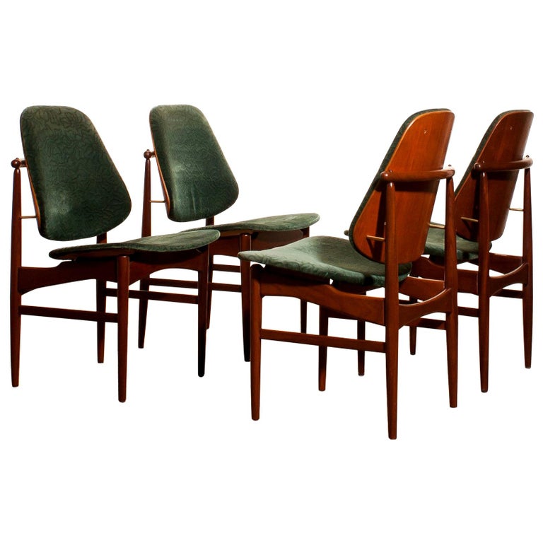 1950s, Set of Four Teak Dining Chairs by Arne Vodder for France and ...