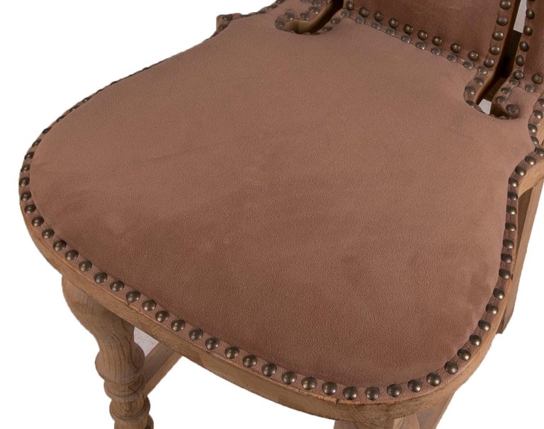 1950s Set of Twelve Chairs in the Colour of Wood Upholstered with Studs ...