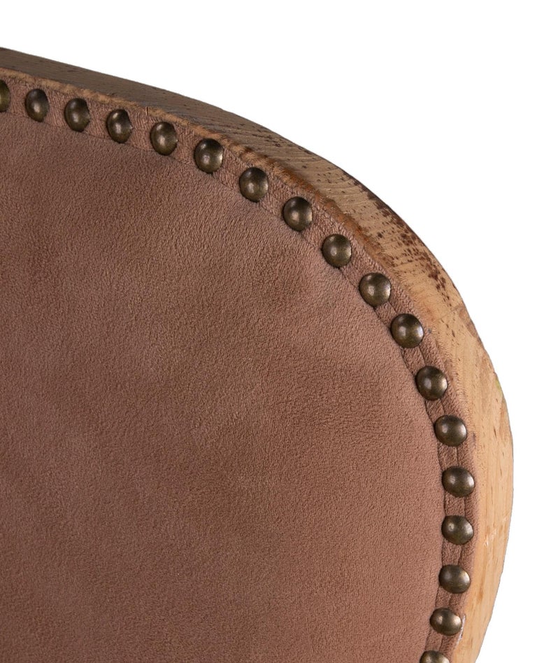 1950s Set of Twelve Chairs in the Colour of Wood Upholstered with Studs ...