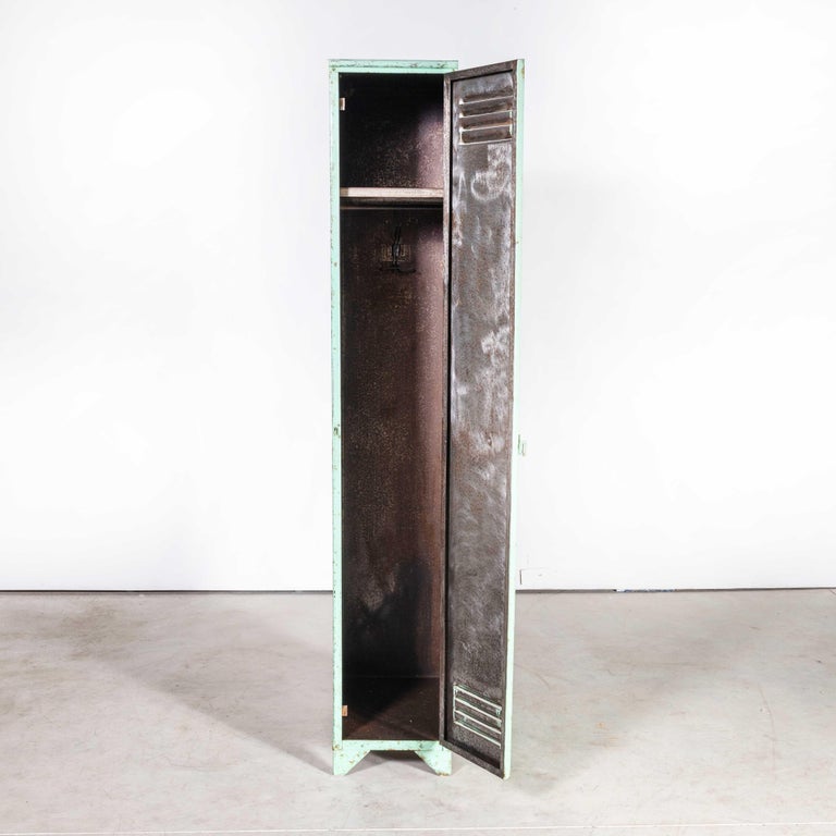 1950s Single Industrial Metal Locker, Mint Green For Sale at 1stDibs