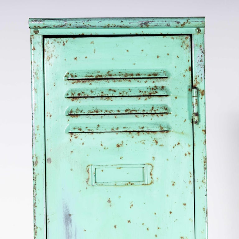 1950s Single Industrial Metal Locker, Mint Green For Sale at 1stDibs