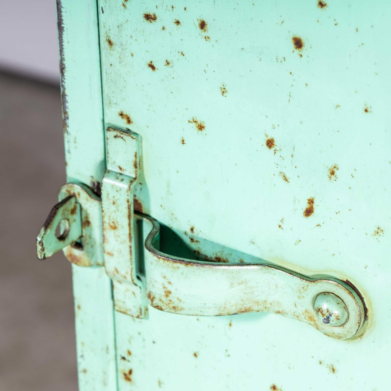 1950s Single Industrial Metal Locker, Mint Green For Sale at 1stDibs