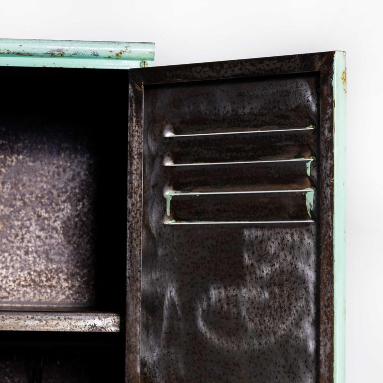 1950s Single Industrial Metal Locker, Mint Green For Sale at 1stDibs