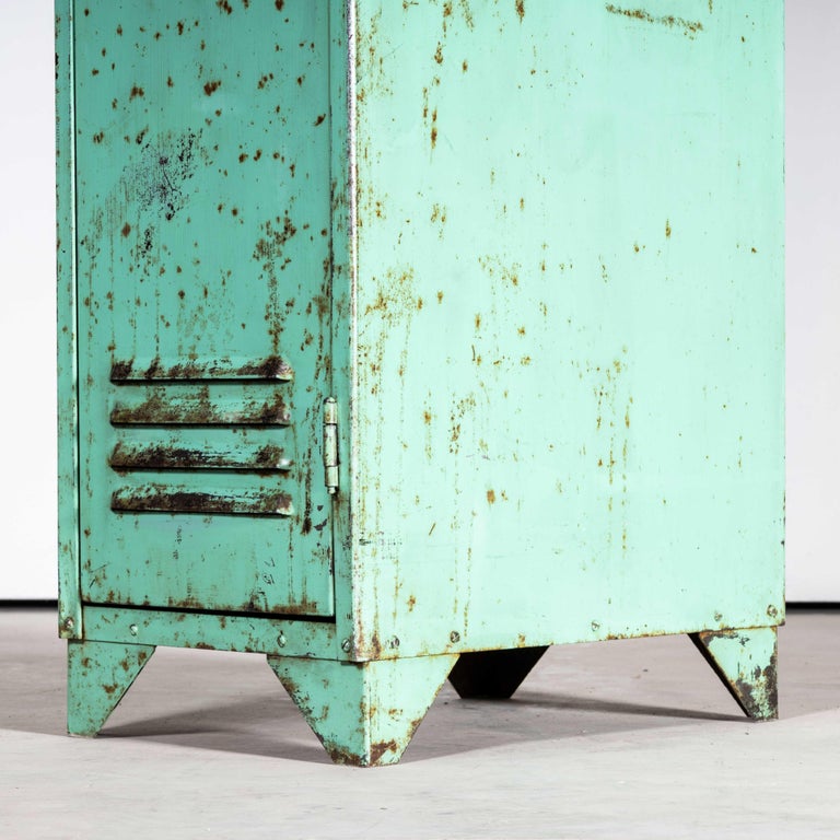 1950s Single Industrial Metal Locker, Mint Green For Sale at 1stDibs