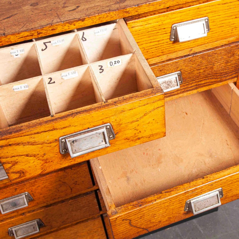 1950s Small Oak Multi Drawer Chest of Drawers at 1stDibs