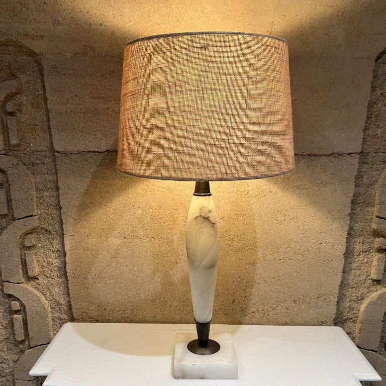 1950s Sophisticated Onyx Table Lamps in White and Gray Modern Vintage ...