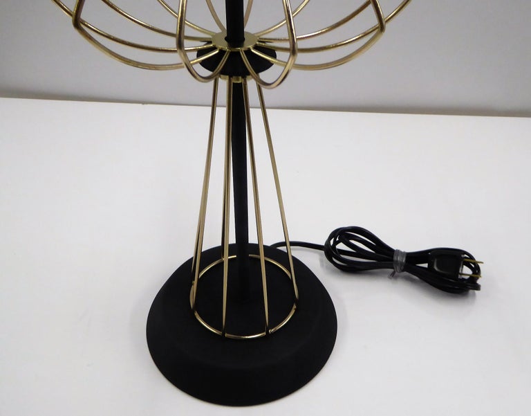 1950s Space Atomic Age Table Lamp Brass and Wood For Sale at 1stDibs