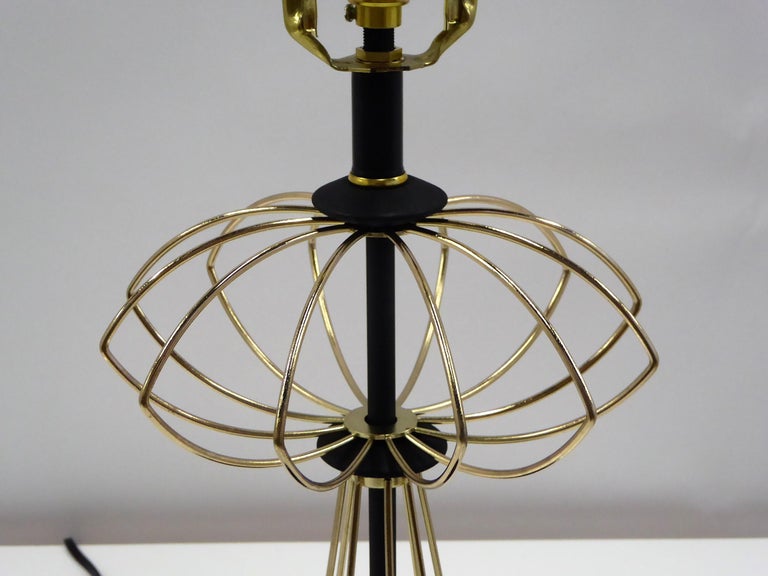 1950s Space Atomic Age Table Lamp Brass and Wood For Sale at 1stDibs