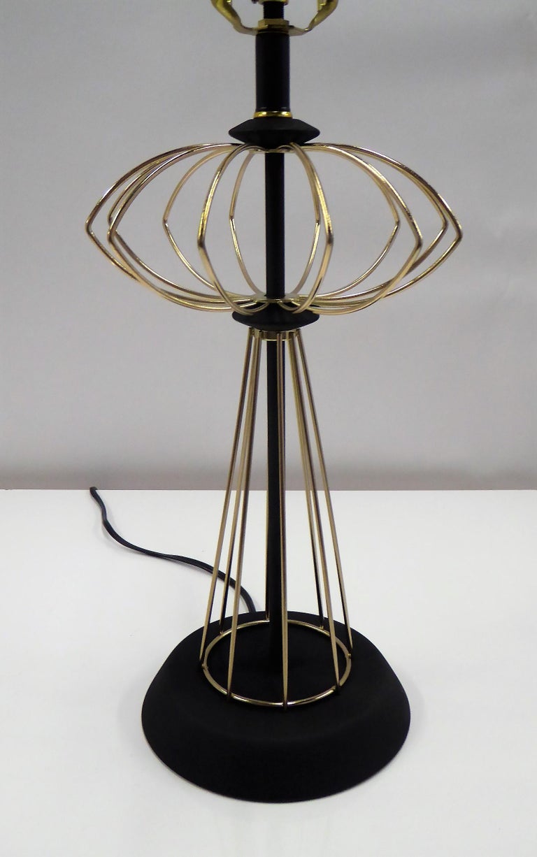 1950s Space Atomic Age Table Lamp Brass and Wood For Sale at 1stDibs