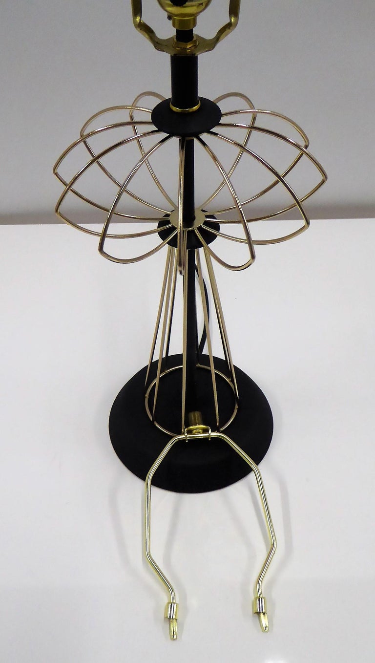 1950s Space Atomic Age Table Lamp Brass and Wood For Sale at 1stDibs
