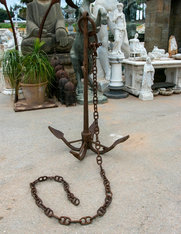 1950s Spanish Complete Handmade Iron Boat Anchor For Sale at 1stDibs