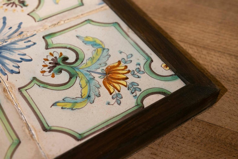 1950s Spanish Decorative Tile Framed in Wood in Different Colours For ...