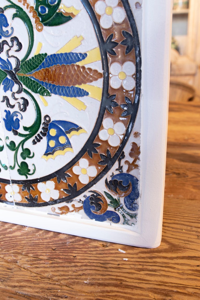 1950s Spanish Decorative Tile Framed in Wood in Different Colours For ...