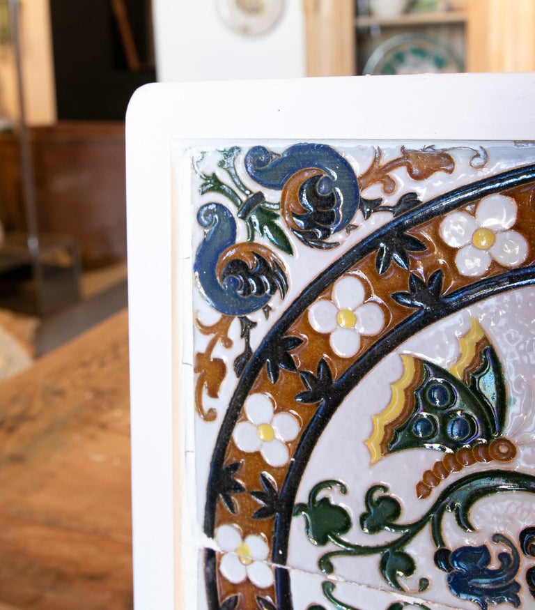 1950s Spanish Decorative Tile Framed in Wood in Different Colours For ...