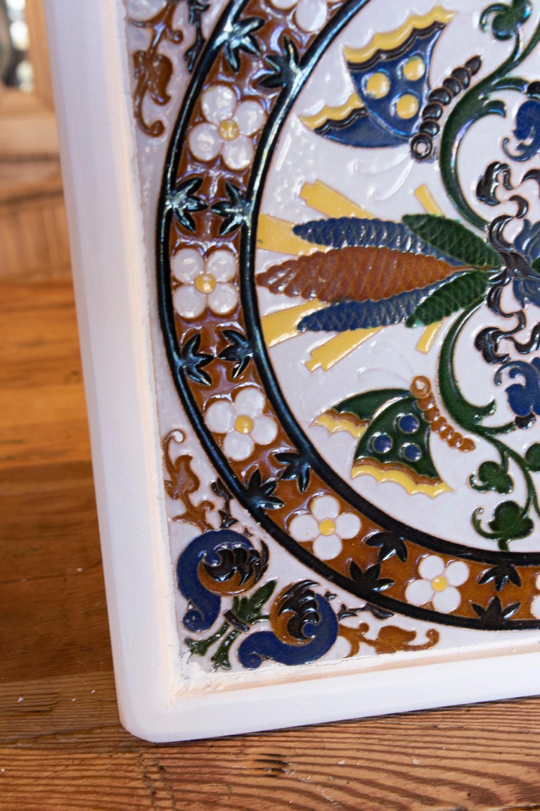 1950s Spanish Decorative Tile Framed in Wood in Different Colours For ...