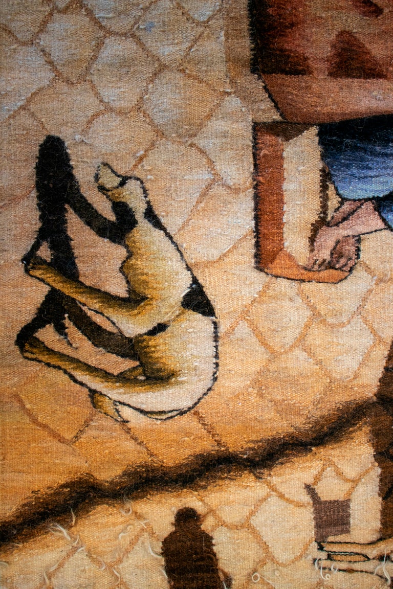 1950s Spanish Hand Woven Wool Tapestry with Arab Market Scene For Sale ...