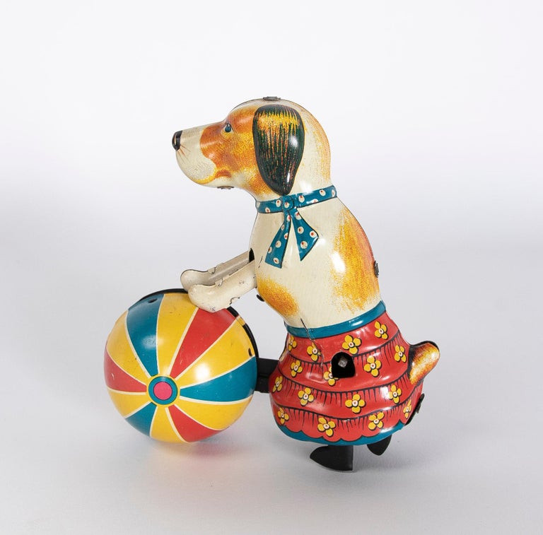 1950s Spanish Metal Dog Toy with Ball For Sale at 1stDibs