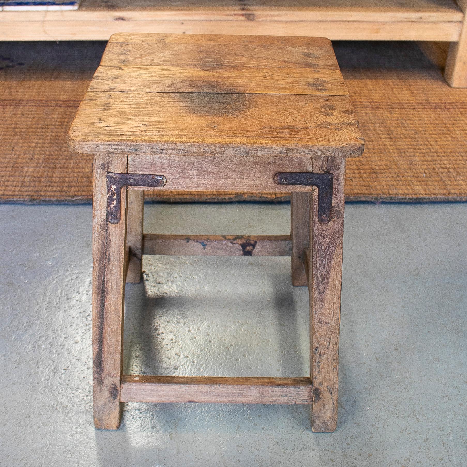 1950s Spanish Wooden Low Stool w/ Iron Corner Braces at 1stDibs | low ...