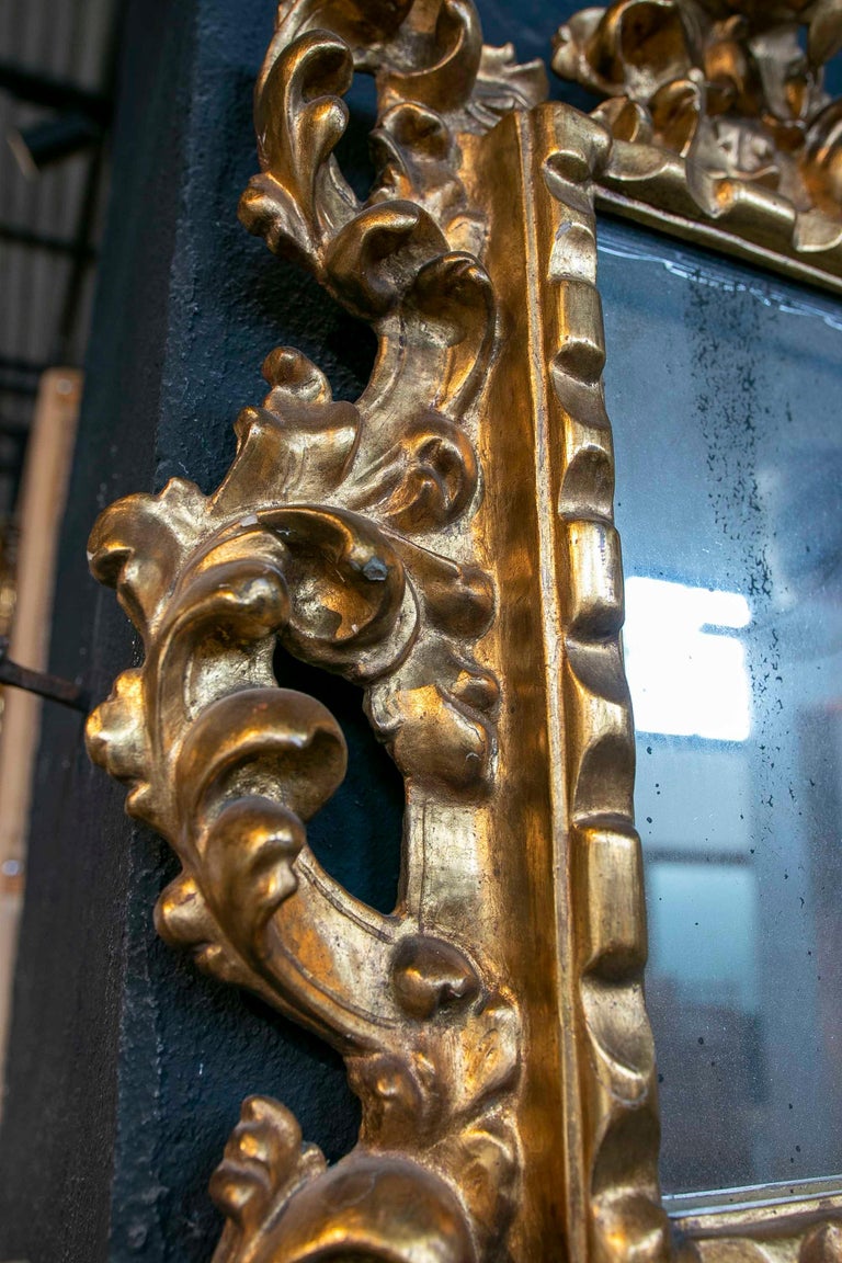 1950s Spanish Wooden Mirror Gilded with Decoration of Rocks and Shells ...