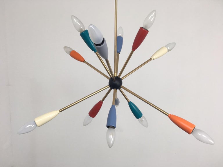 1950s Sputnik Pendant Chandelier Lamp in Different Colors at 1stDibs