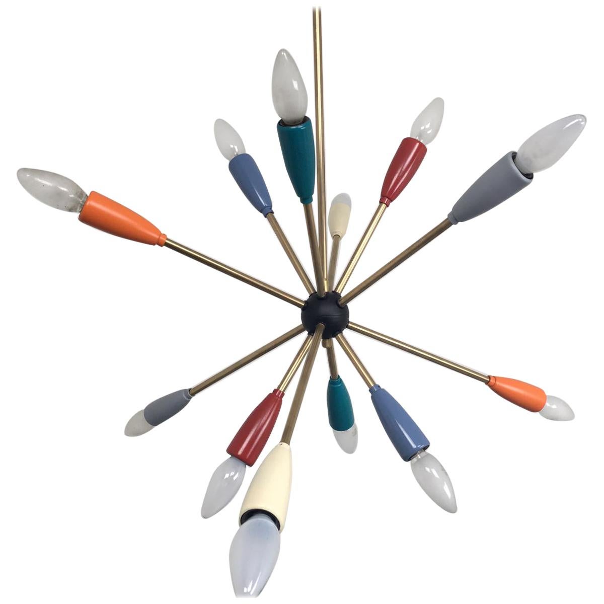 1950s Sputnik Pendant Chandelier Lamp in Different Colors at 1stDibs