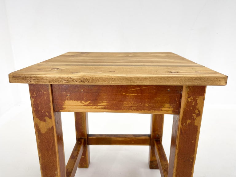 1950s Square Wooden Stool of Footrest with Original Paint ...