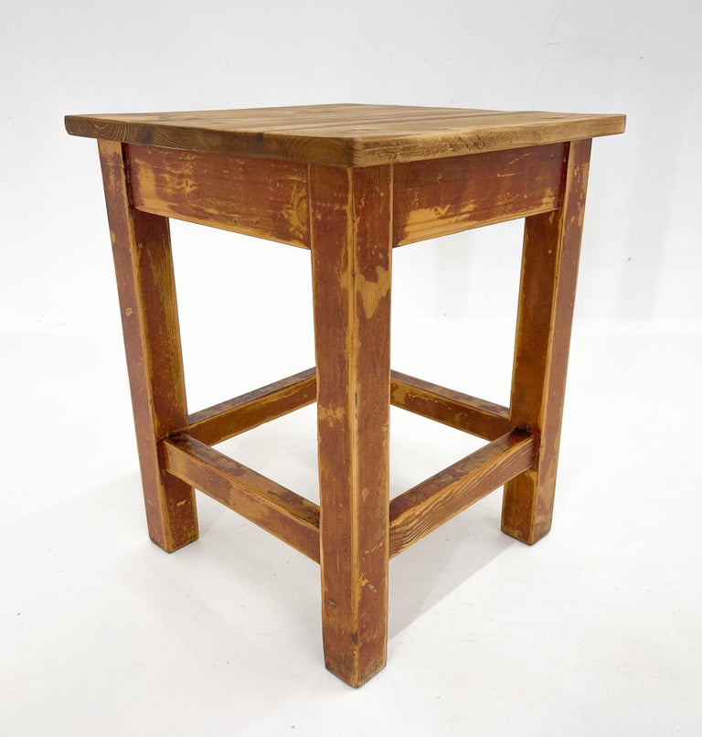 1950s Square Wooden Stool of Footrest with Original Paint ...