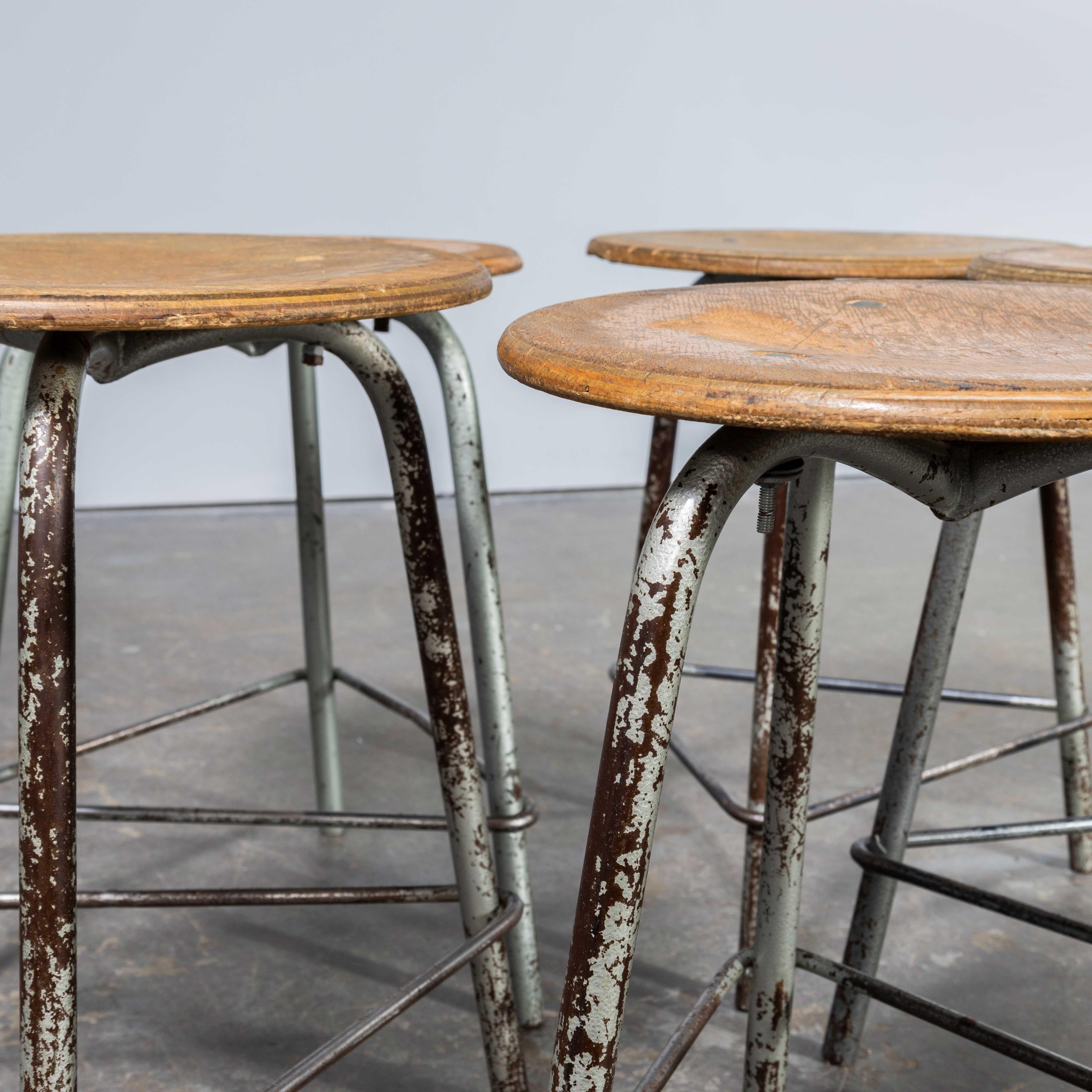 1950's Steel Original French Industrial Stools - Set Of Five For Sale ...