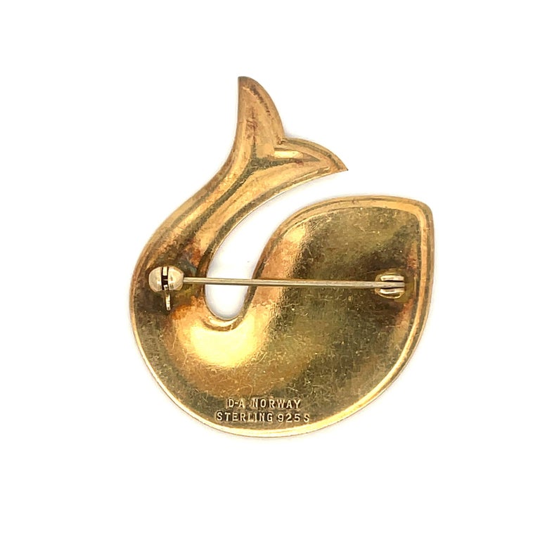 1950s Sterling Silver David Andersen Enamel Whale Pin For Sale at 1stDibs