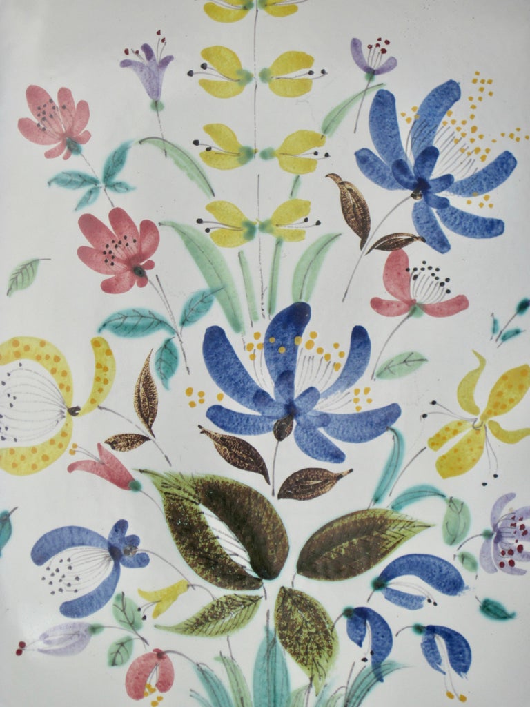 1950s Stig Lindberg Rectangular Dish with Flowers For Sale at 1stDibs
