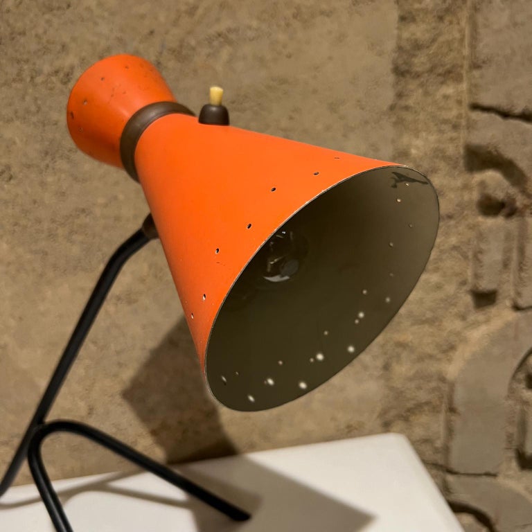 1950s Stilnovo Italian Cone Desk Table Lamps Flirty Pair Yellow and Red ...