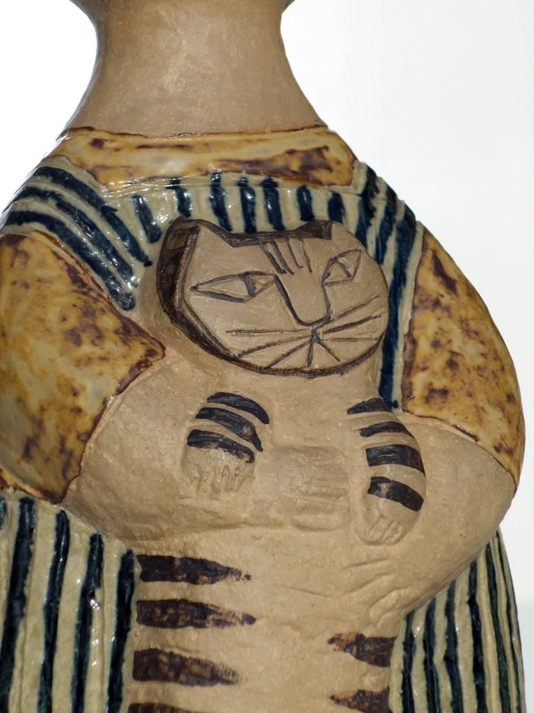 1950s "Stina with Cat" by Lisa Larson Gustavsberg Sweden Figure Pottery ...