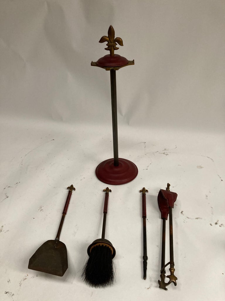 1950's Stitched Leather Fire Stools by Jacques Adnet For Sale at 1stDibs