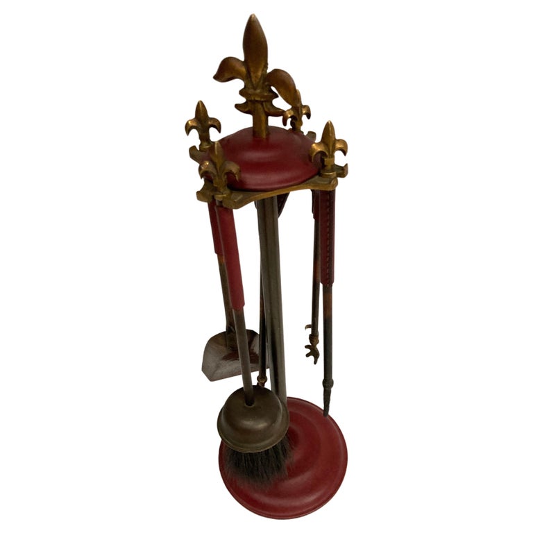 1950's Stitched Leather Fire Stools by Jacques Adnet For Sale at 1stDibs