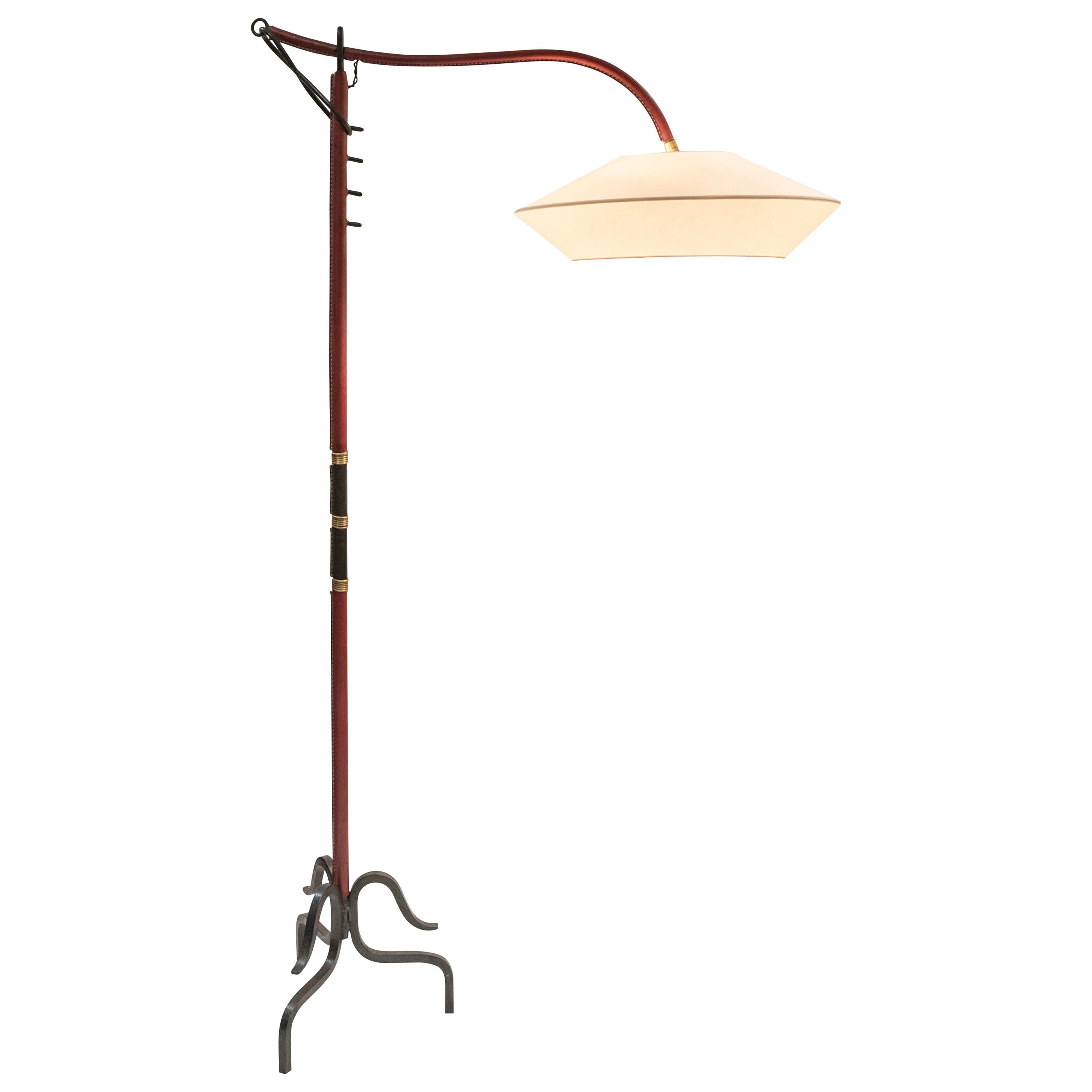 Stitched Leather Lamp by Jacques Adnet at 1stDibs