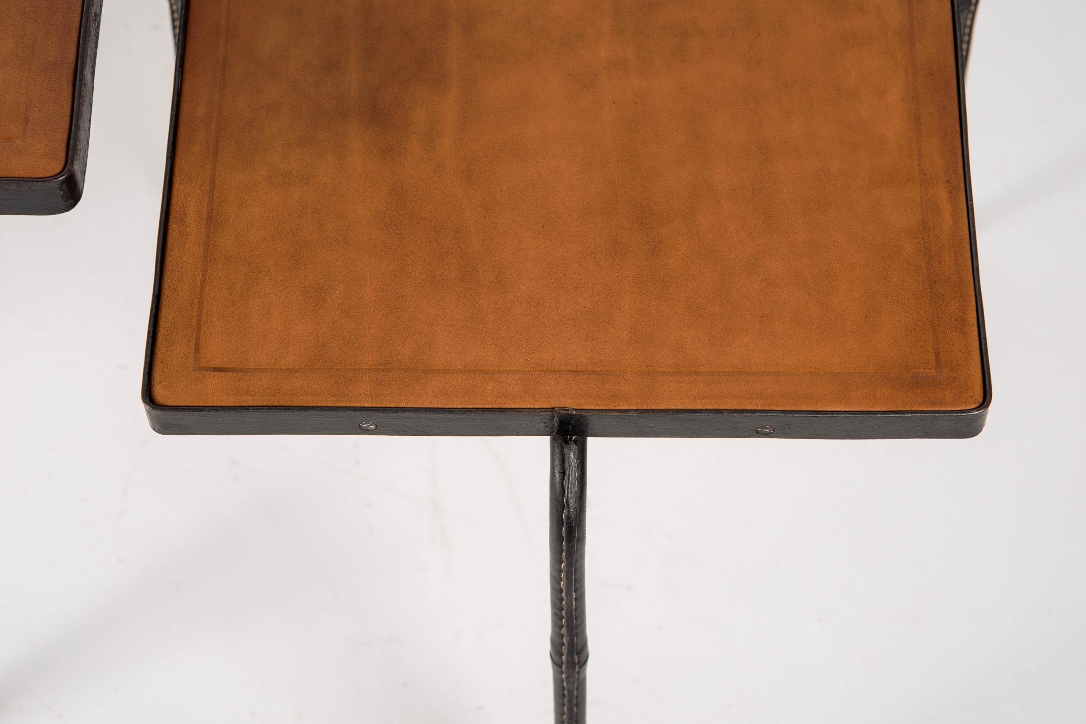 1950's Stitched Leather Nesting Tables by Jacques Adnet at 1stDibs ...