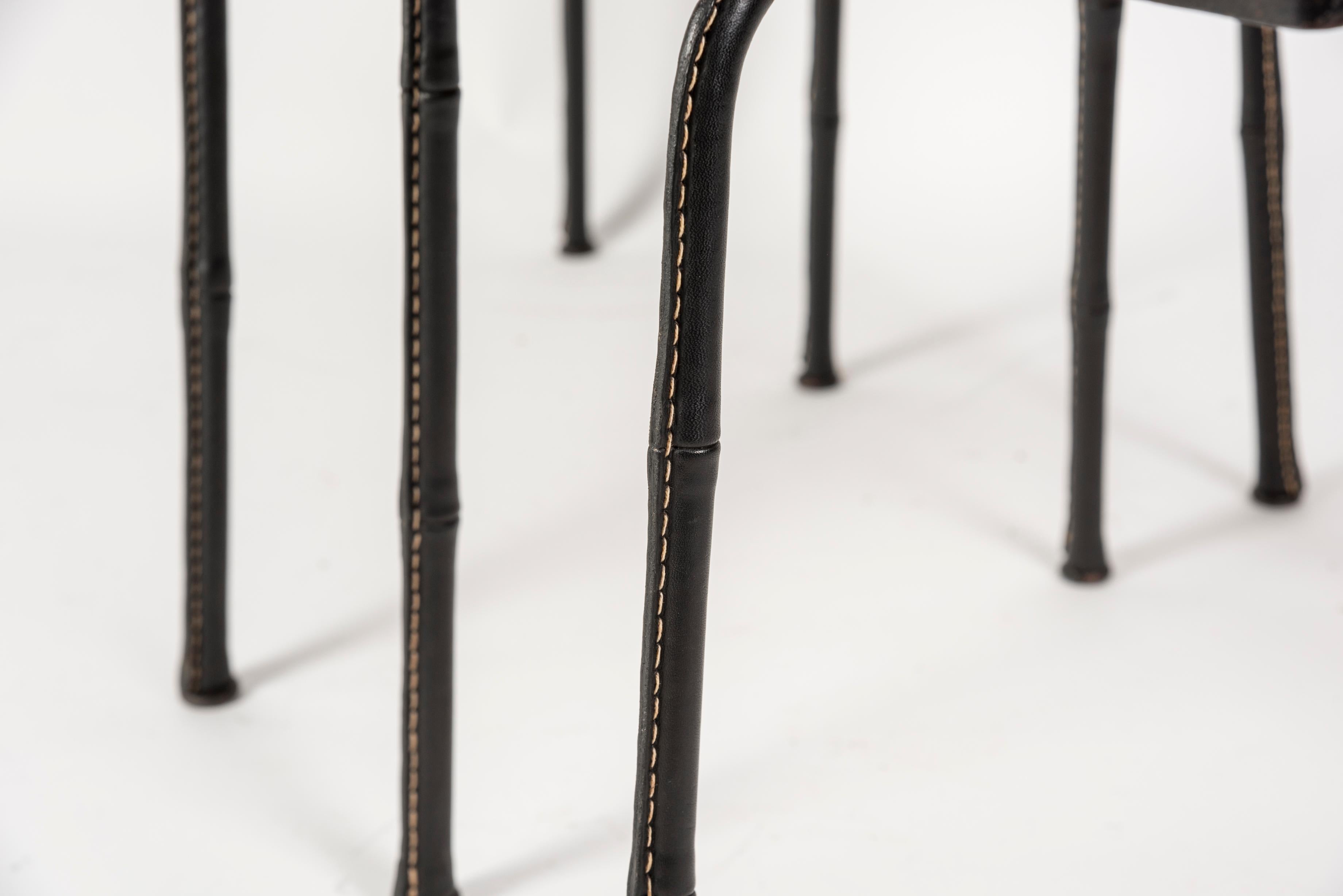 1950's Stitched Leather Nesting Tables by Jacques Adnet at 1stDibs ...