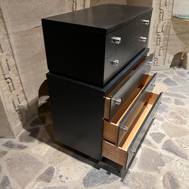 1950s Style of Paul Frankl Black Skyscraper Dresser Tall Highboy X ...
