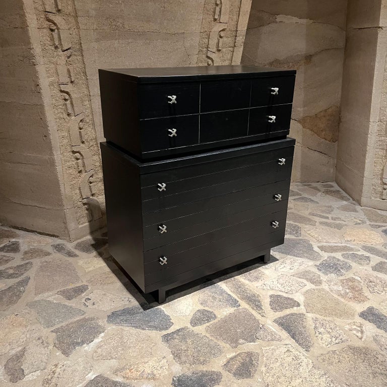 1950s Style of Paul Frankl Black Skyscraper Dresser Tall Highboy X ...