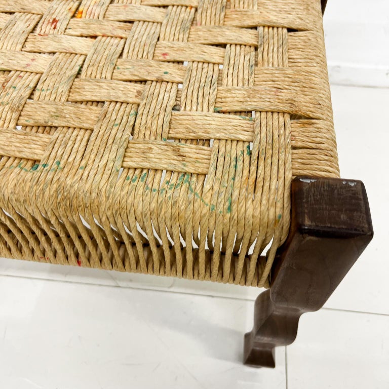 1950s Stylish Vintage Artist's Studio Rope Bench Mahogany Wood For Sale ...