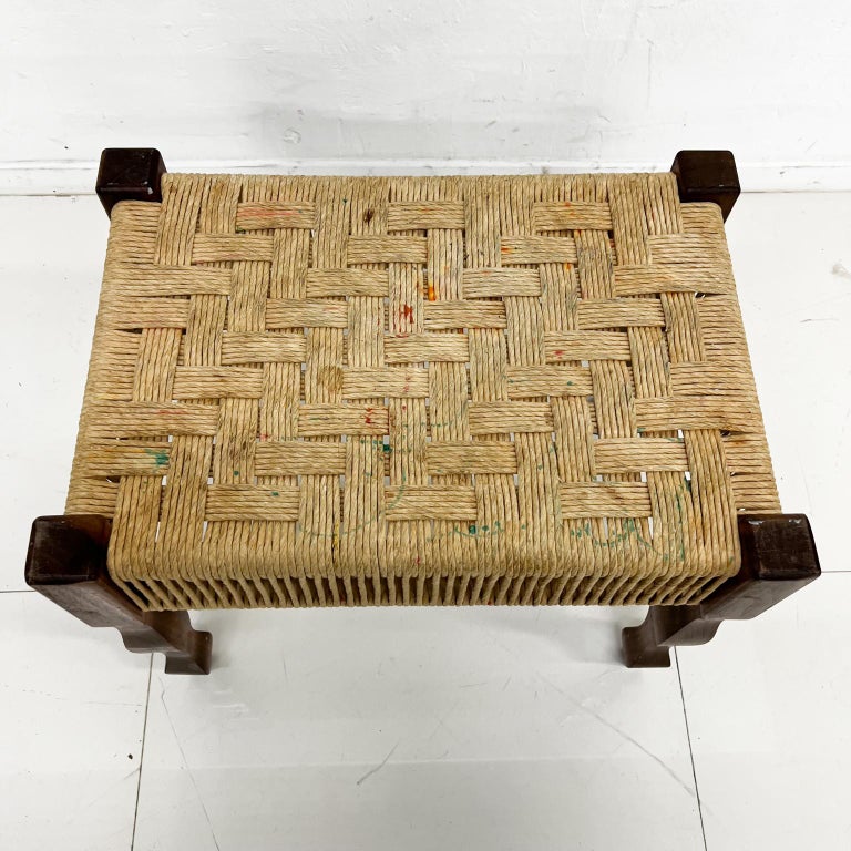 1950s Stylish Vintage Artist's Studio Rope Bench Mahogany Wood For Sale ...