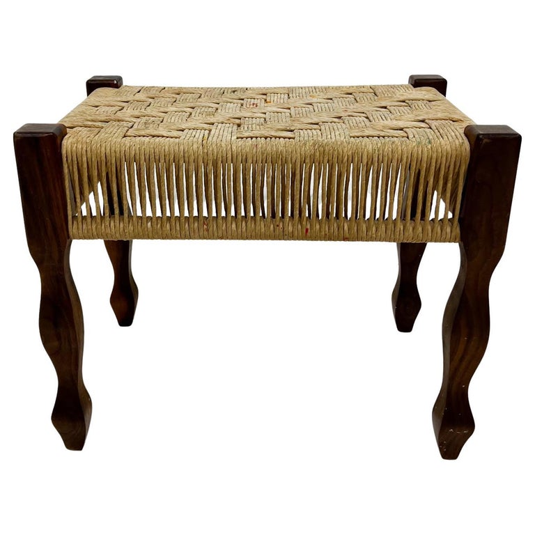 1950s Stylish Vintage Artist's Studio Rope Bench Mahogany Wood For Sale ...