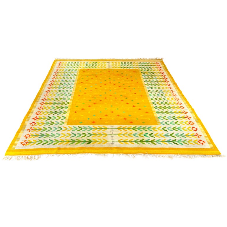 1950s Swedish Handwoven Wool Rug For Sale at 1stDibs